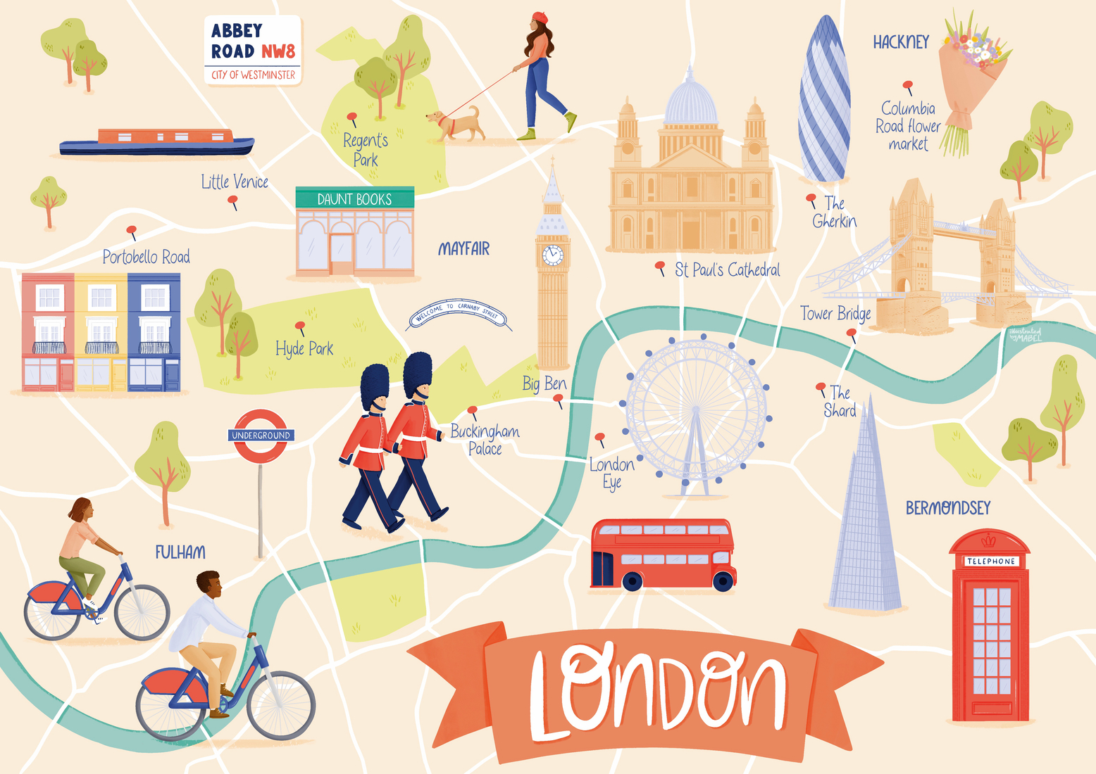 Illustrated Map Of London Illustrated Map Of London