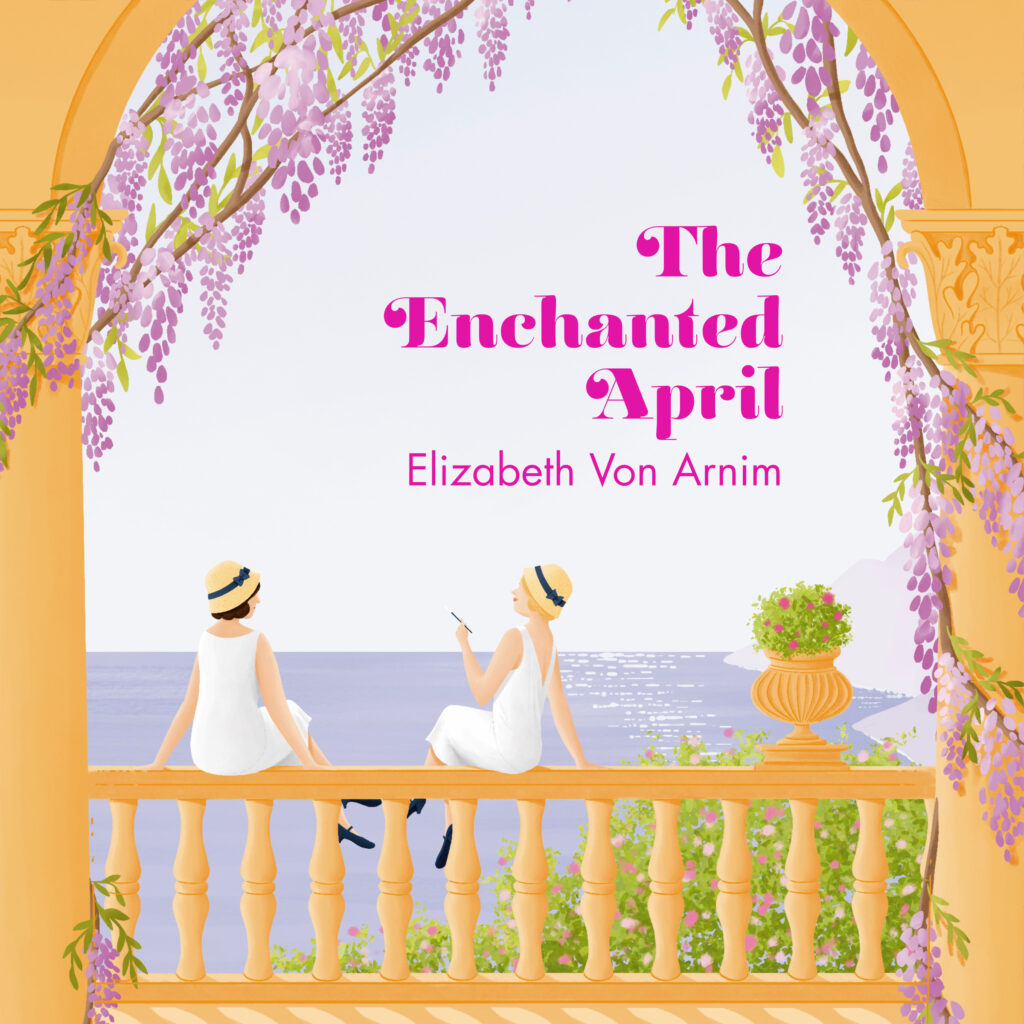 Book cover illustration for a modern classic: The Enchanted April